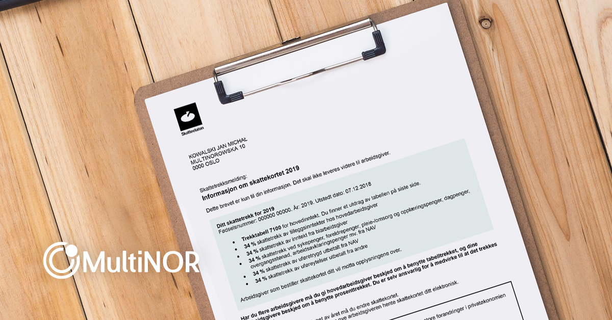 Karta podatkowa w Norwegii - MultiNOR